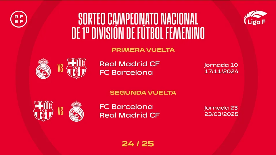 Este es el calendario de la temporada 2024/25 de la Liga F | www.rfef.es