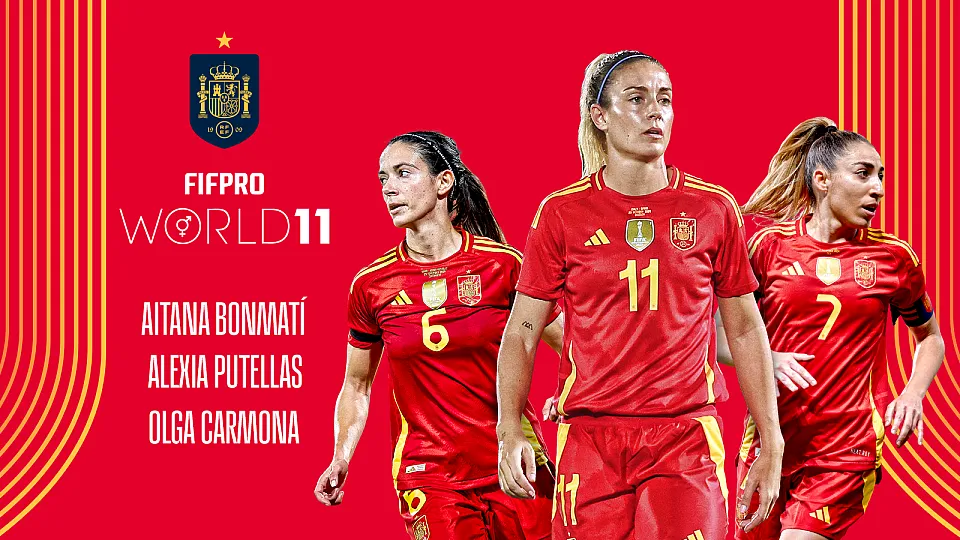Aitana Bonmatí, Alexia Putellas and Olga Carmona in FIFPRO World 11 2024 | www.rfef.es/en